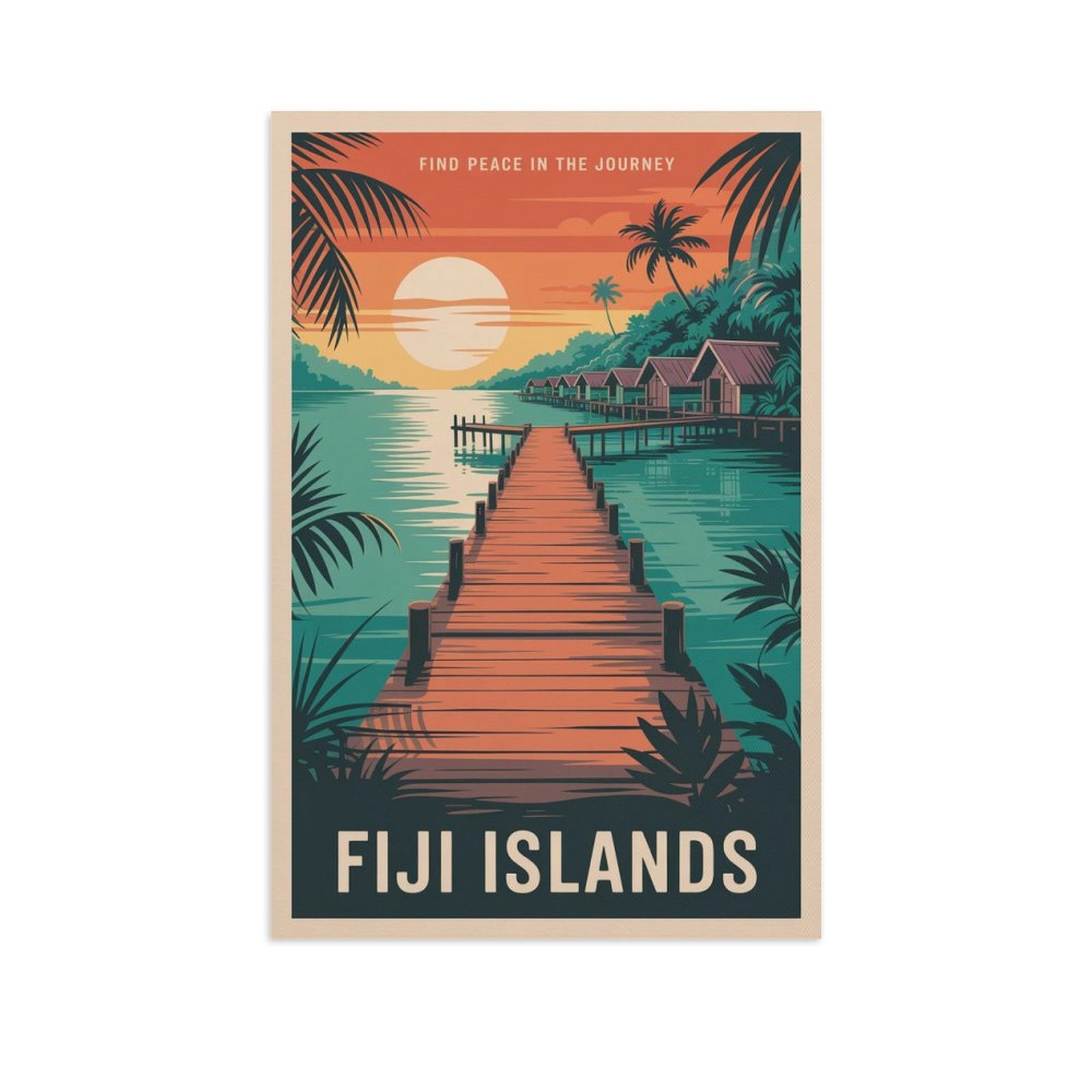 Motivational Fiji Islands Poster Retro Inspirational Vintage Travel ...