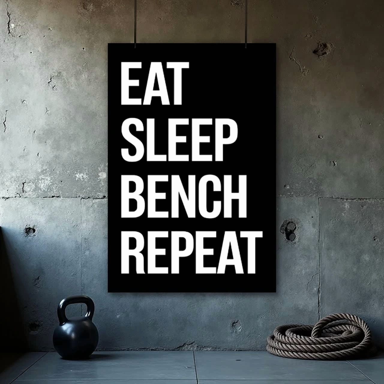 Motivational Fitness Poster - Eat Sleep Bench Repeat Wall Art - Walmart.com