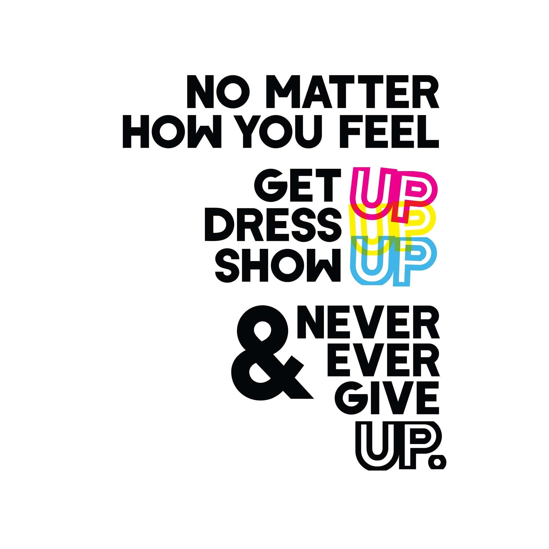 Motivational Get Up Never Give Up CMYK Large Wall Art Print - Walmart.com