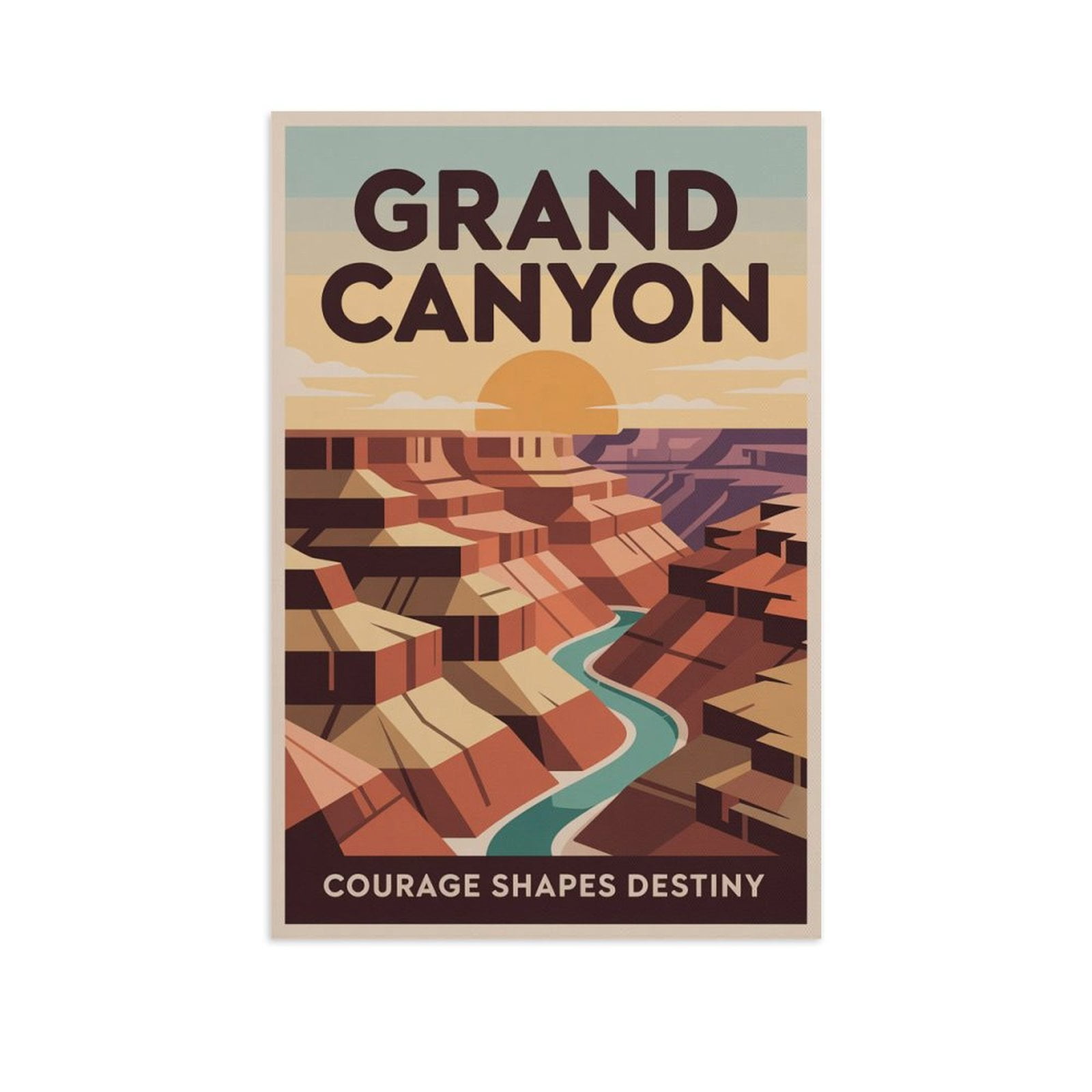 Motivational Grand Canyon Retro Vintage Travel Inspirational Wall Art ...