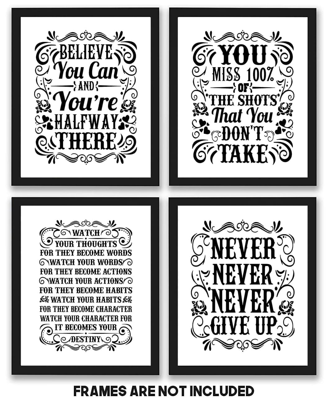 TheNameStore Motivational Wall Art Prints, Set of 4 Inspirational Posters, 8x10 - Walmart.com