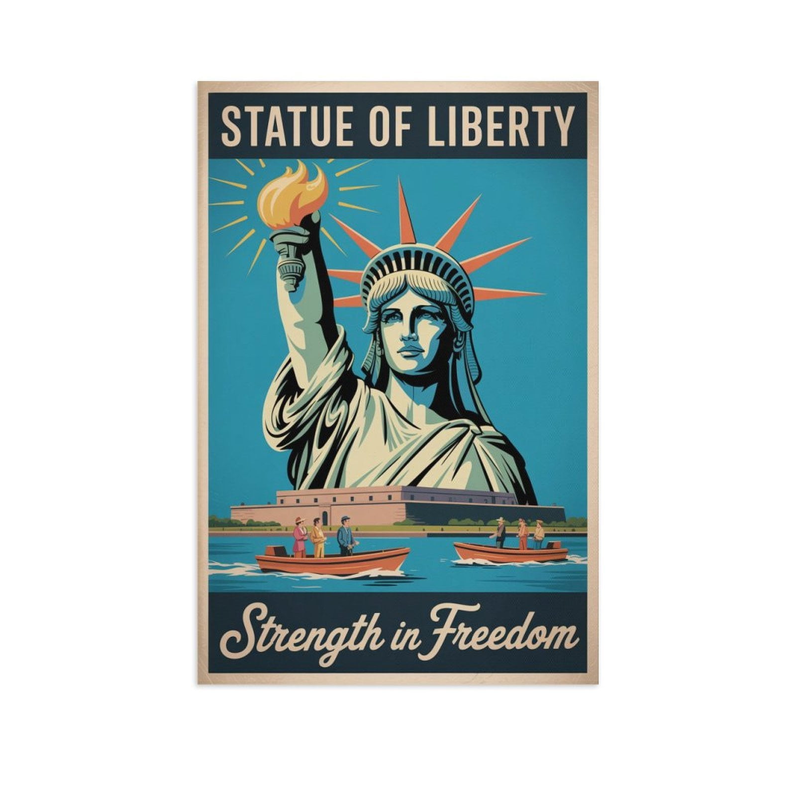 Motivational Inspirational Vintage Travel Wall Art Statue of Liberty Retro Tourism Poster Decor ...