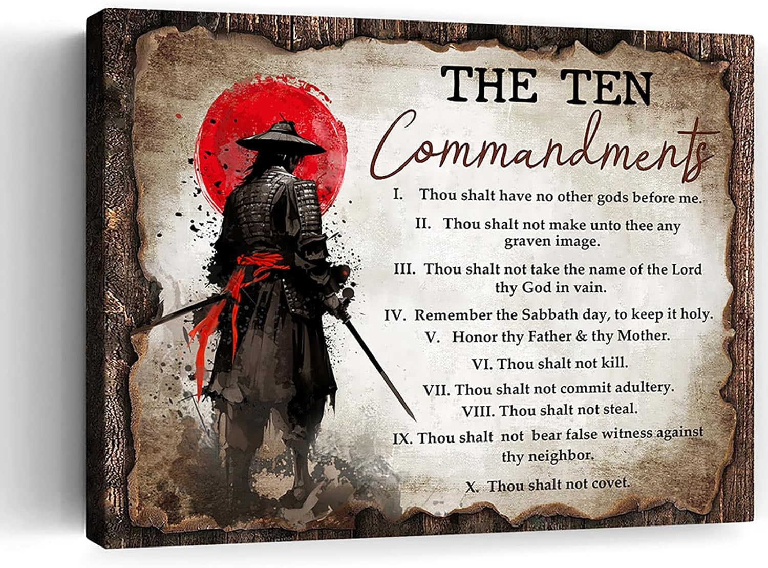 Motivational Japanese Samurai Wall Art Samurai Red Moon Canvas Wall ...