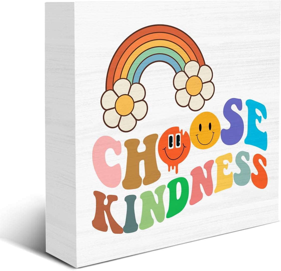 Motivational Kindness Quote Wooden Box Sign Choose Kindness Wood Sign ...
