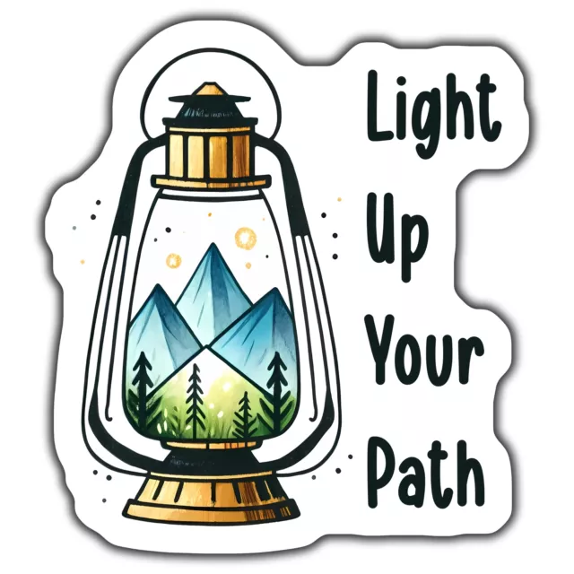 Motivational Lantern Sticker, Mountain Adventure Decal, Light Up Your ...