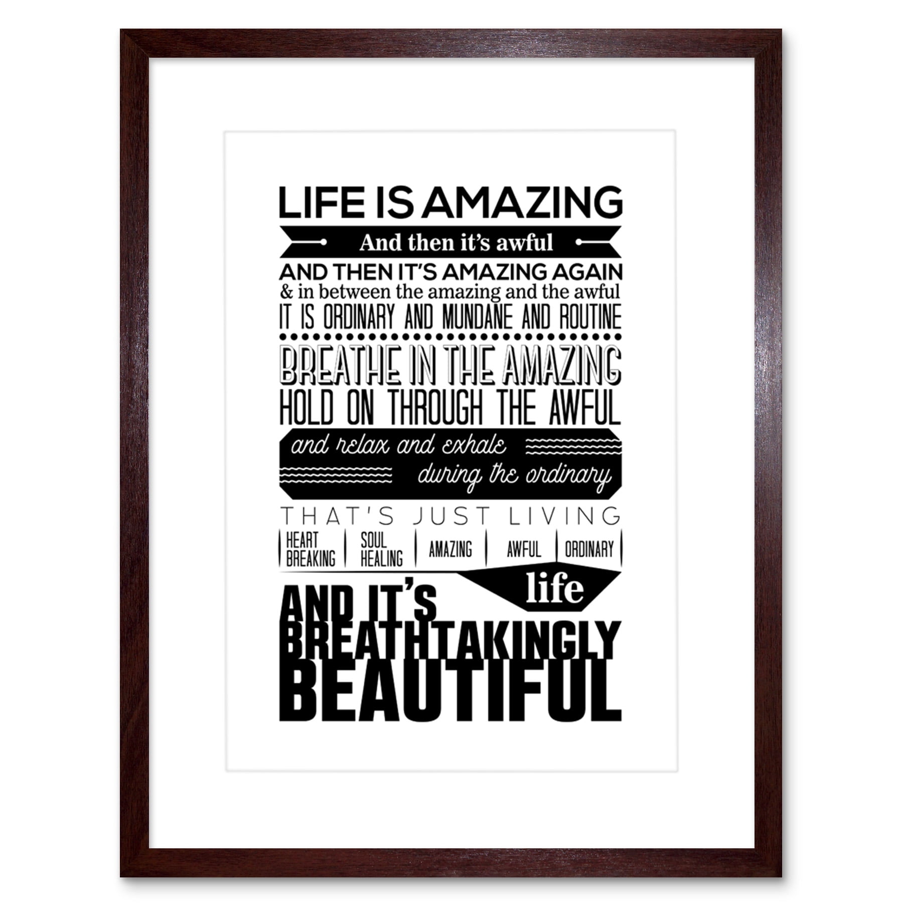 Motivational Life Amazing Awful Beautiful Framed Wall Art Print ...