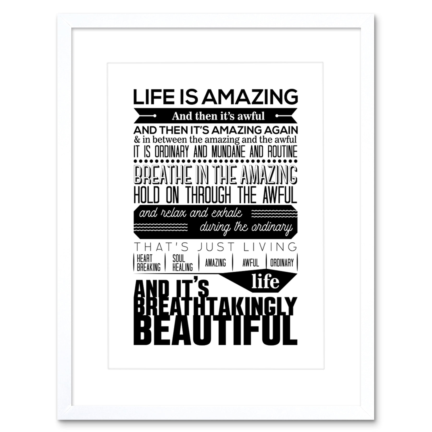 Motivational Life Amazing Awful Beautiful Framed Wall Art Print ...