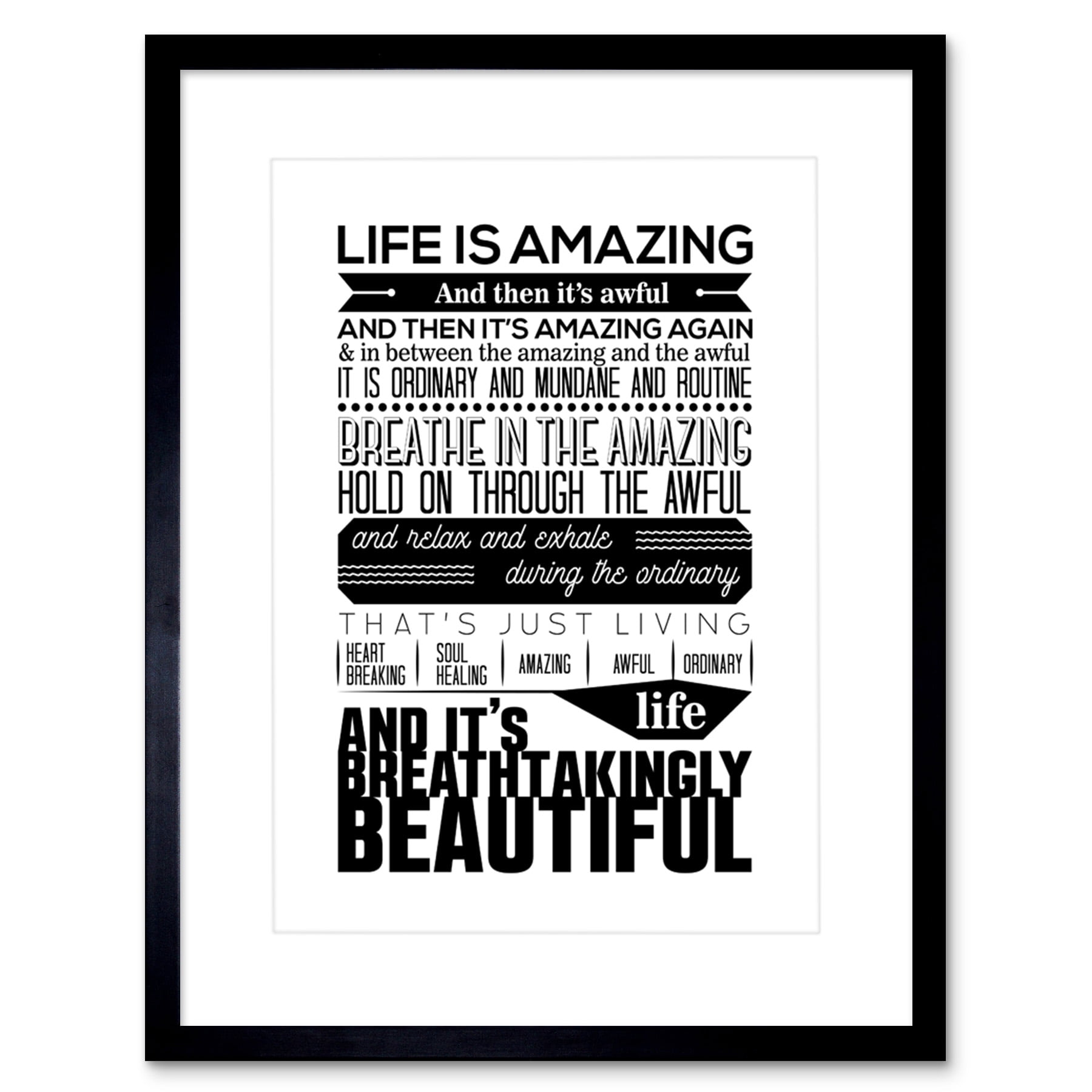 Motivational Life Amazing Awful Beautiful Framed Wall Art Print ...