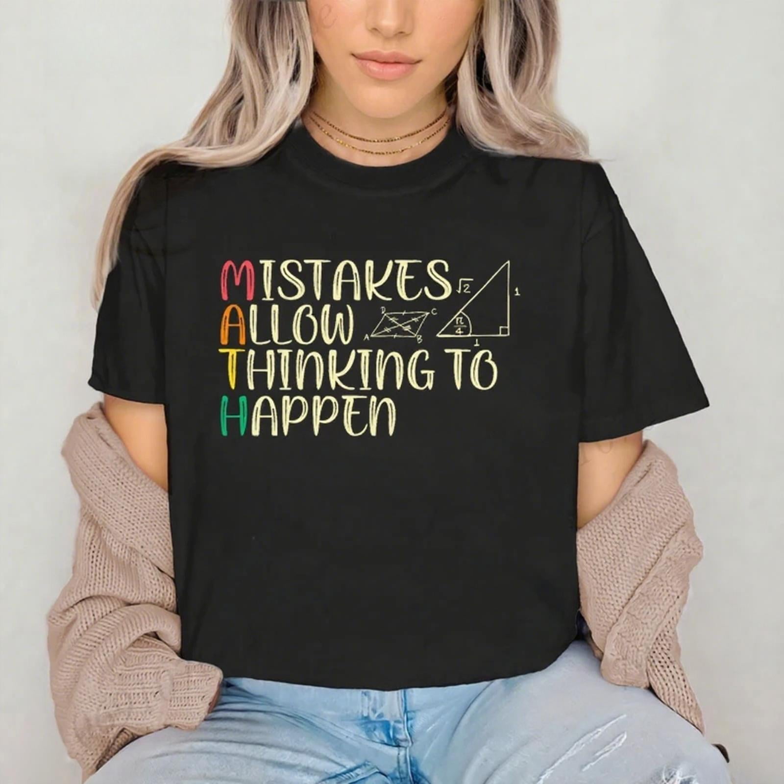 Motivational Math - Themed Graphic Tee, Tops Has "MISTAKES ALLOW ...