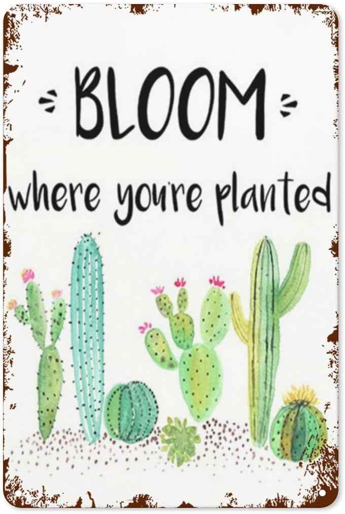 Motivational Metal Sign, Where Cactus Grows, Motivational Desk Decor ...