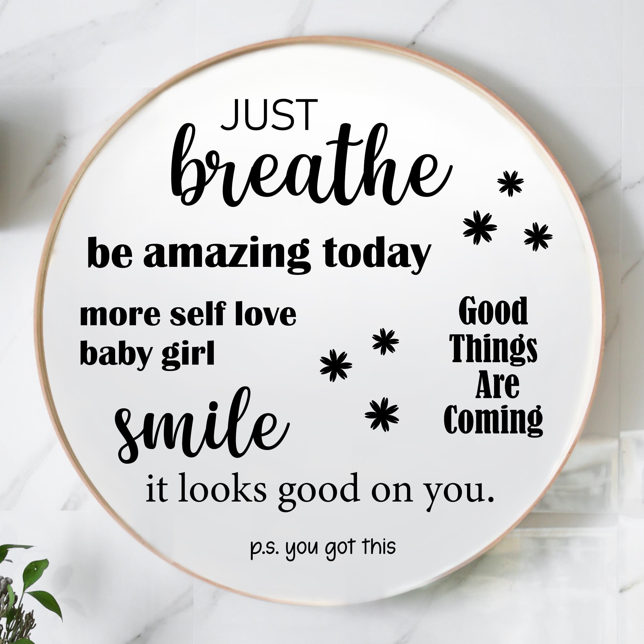 Motivational Mirror Decals - Set of 6 Black Vinyl Quotes Be Amazing ...