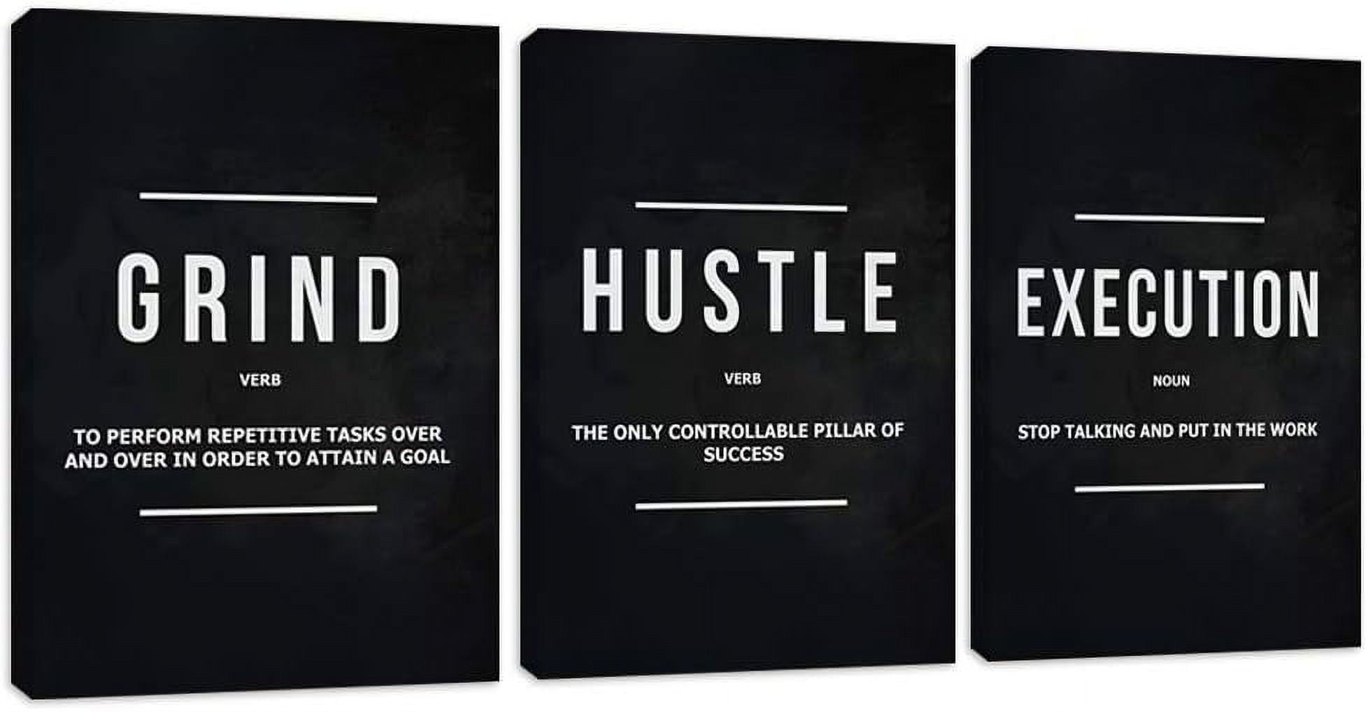 Motivational Office Wall Decor Inspirational Success Canvas Wall Art Hustle Posters Prints ...
