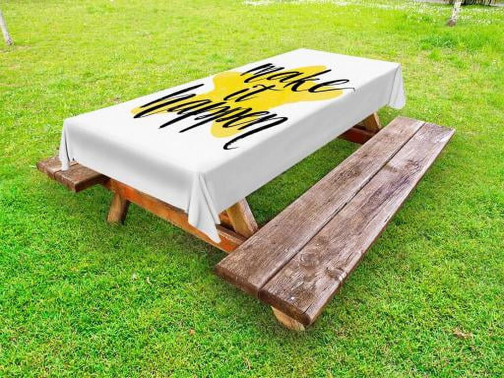 Motivational Outdoor Tablecloth, Instructive Motto Yellow Toned Star ...
