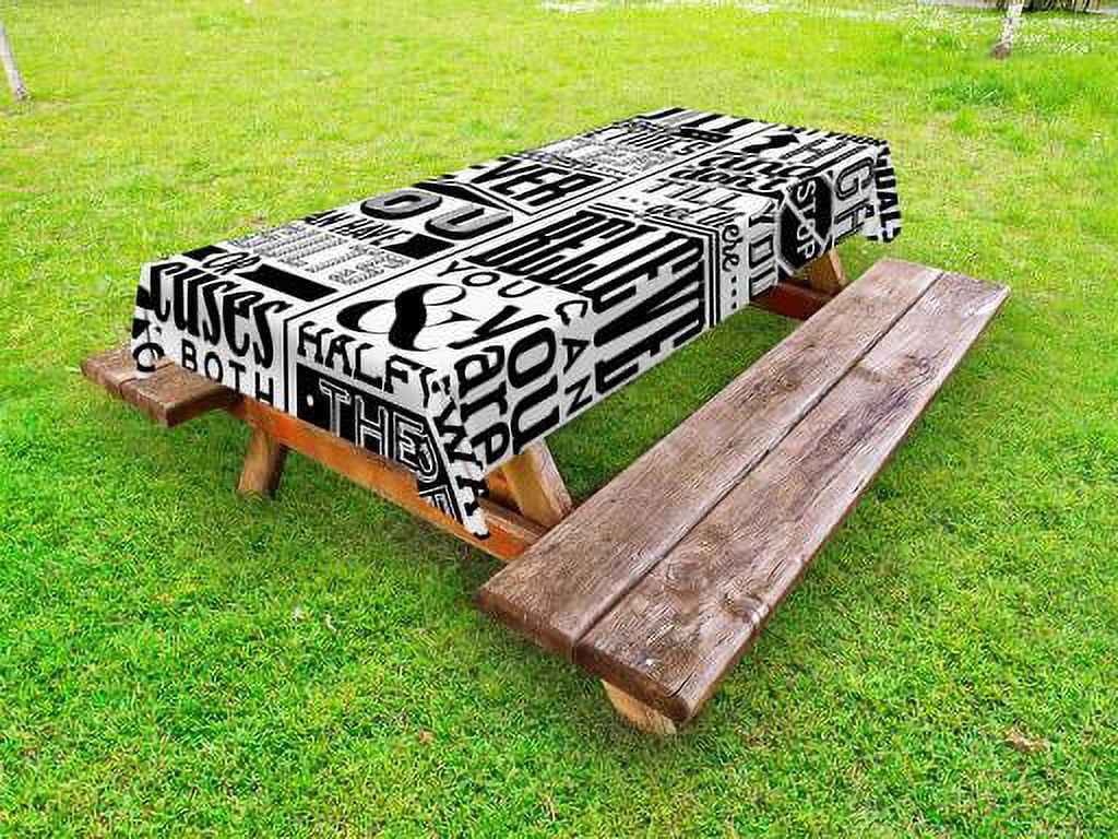 Motivational Outdoor Tablecloth, Vintage Set of Positive Quotations ...