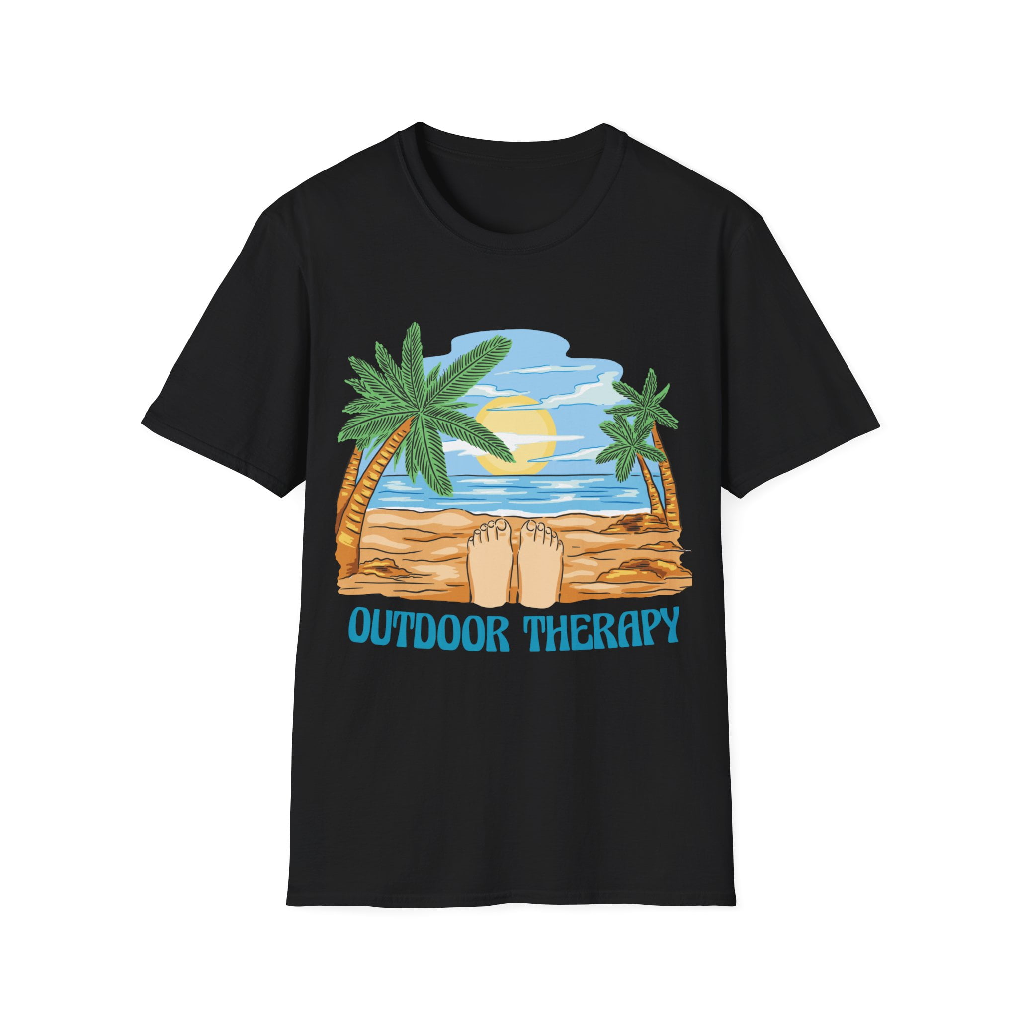 Motivational Outdoor Therapy Beach Sand Sun Palm Trees Tee - Walmart.com