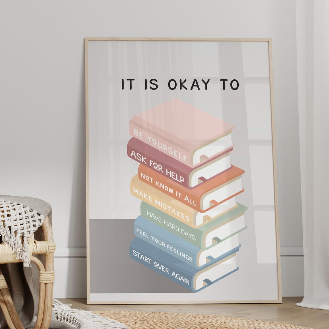 Motivational Pastel Books Old School Kids Inspirational Book Stack ...