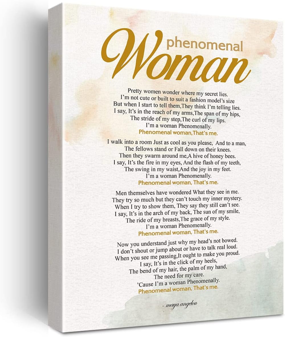 Motivational Phenomenal Woman Poem Print Literaty Empowering Women ...