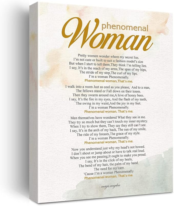 Motivational Phenomenal Woman Poem Print Literaty Empowering Women ...