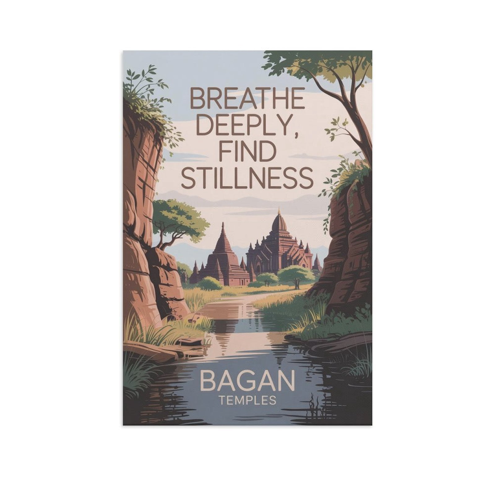 Motivational Poster Bagan Temples Zen Inspirational Quote Breathe ...