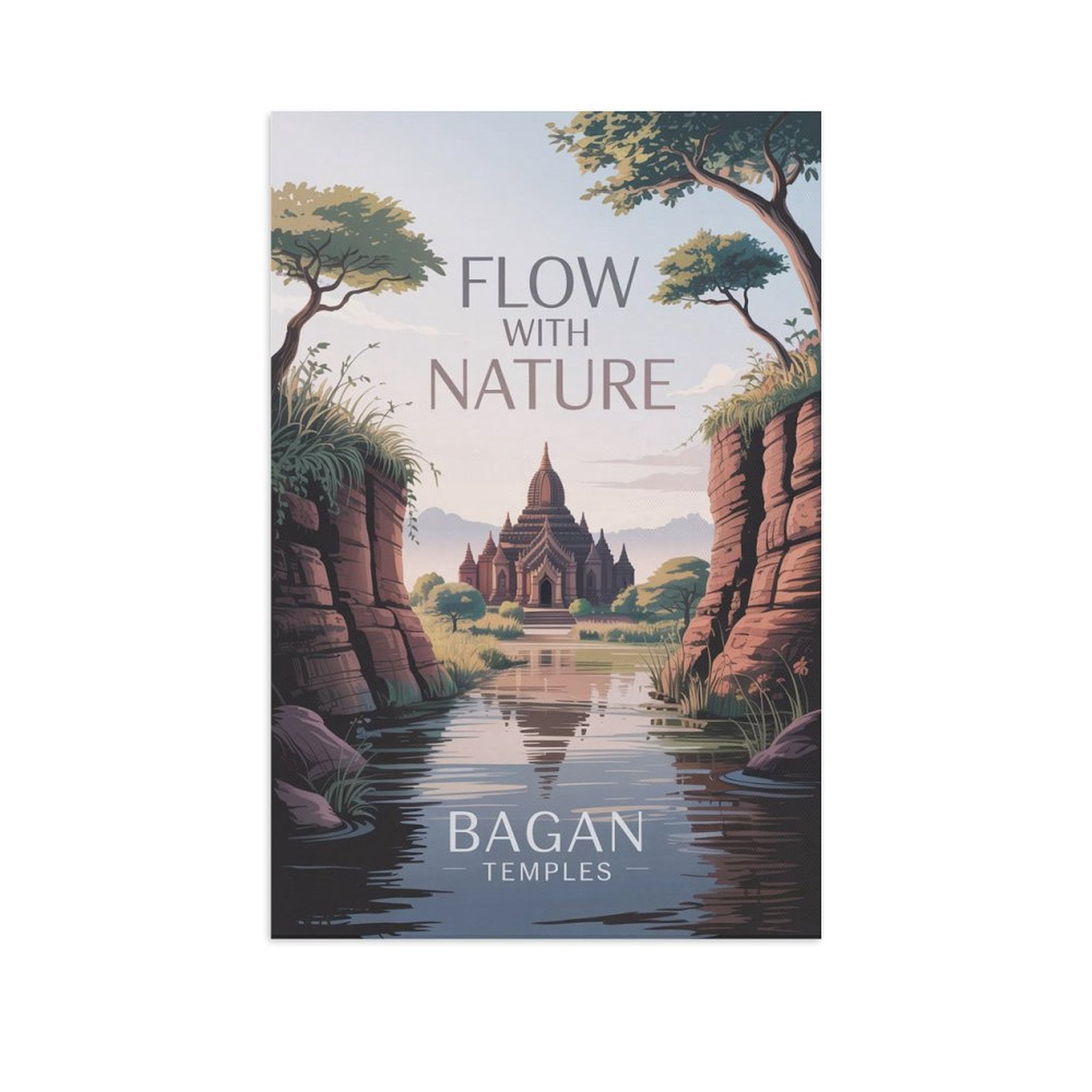 Motivational Poster Bagan Temples Zen Inspirational Quote Flow with ...