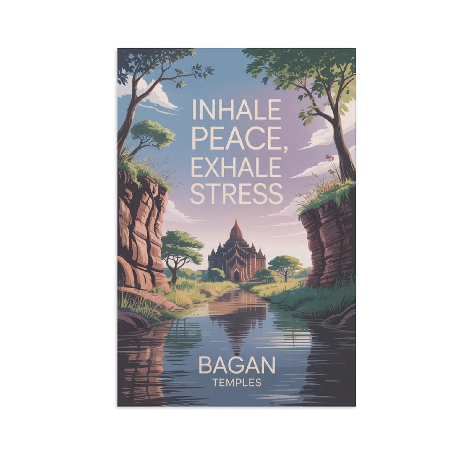 Motivational Poster Bagan Temples Zen Inspirational Quote Inhale Peace ...