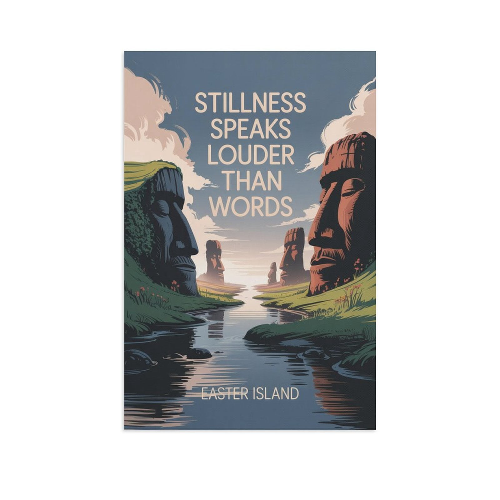 Motivational Poster Easter Island Zen Inspirational Quote Stillness ...