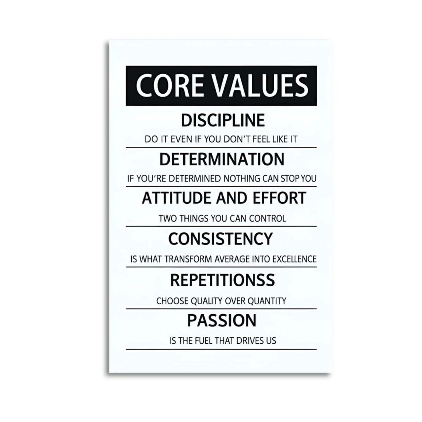 Motivational Poster Framed Painting Core Values Picture-1 Poster ...