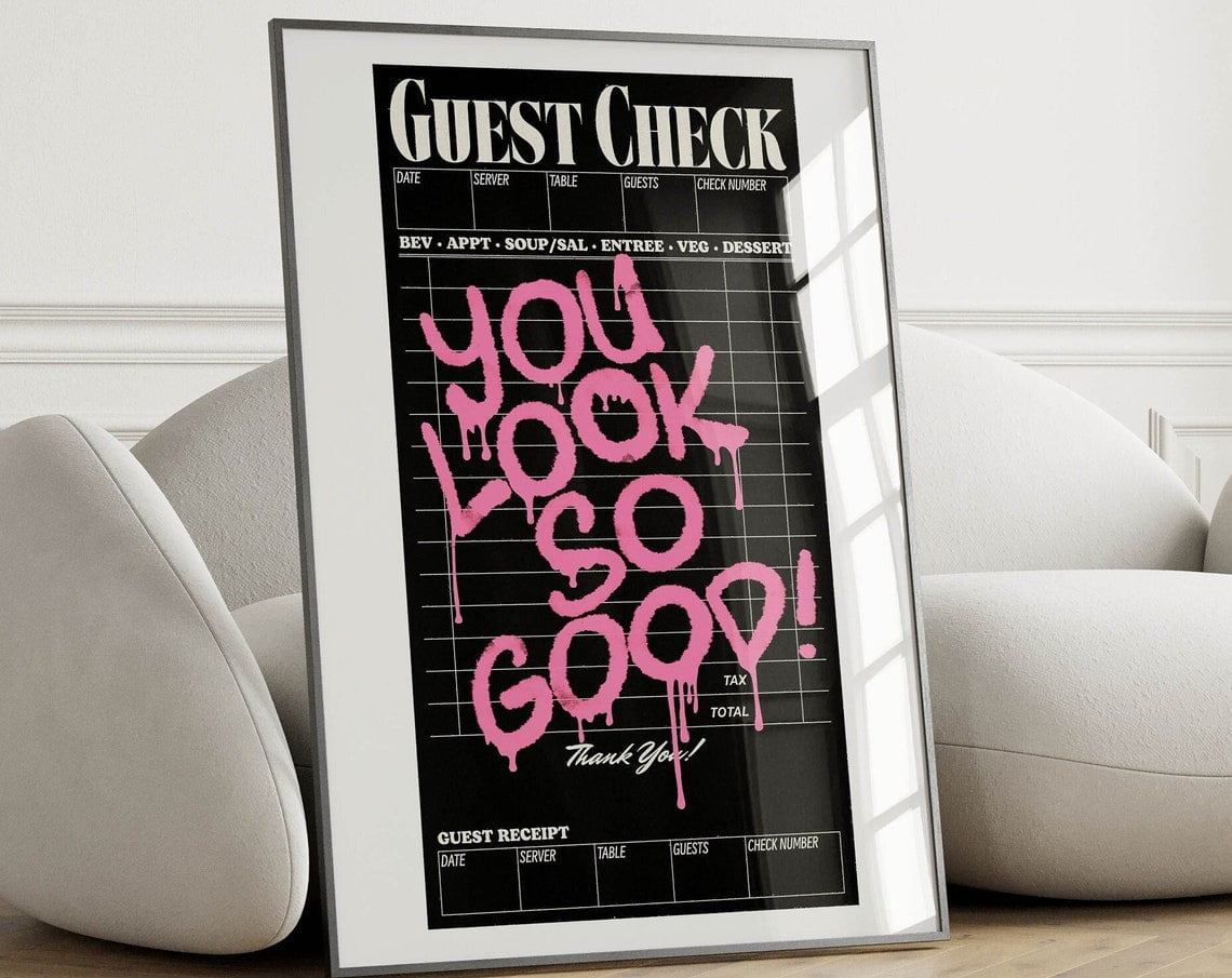 Motivational Poster Guest Check Wall Art Bathroom Decor, Funky Home ...