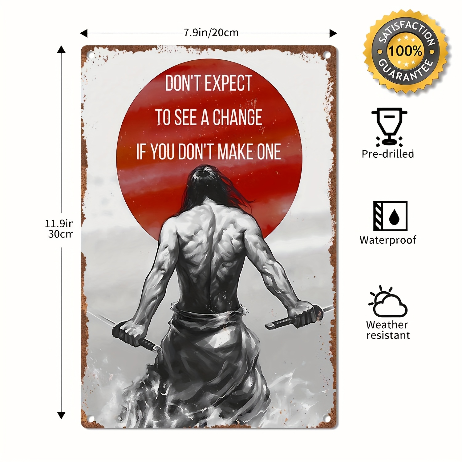 Motivational Poster Muscular Man Water BackgroundRetro Metal Tin Sign ...