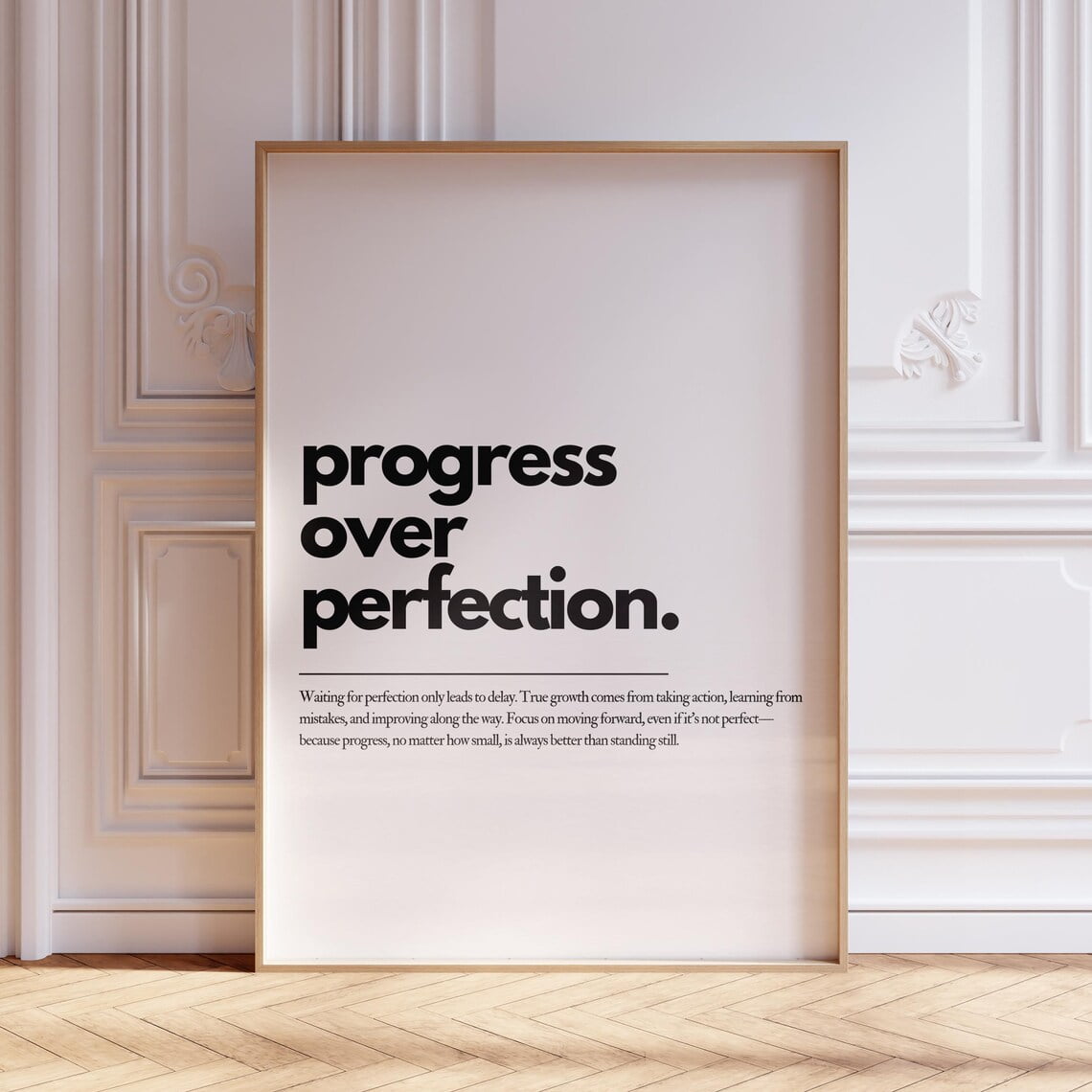 Motivational Poster, Progress Over Perfection, Uplifting Quote, Positive Vibes Typography Print ...