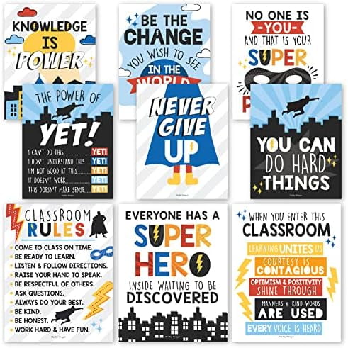 Motivational Posters for Classroom - 9 Growth Mindset Wall Art for ...
