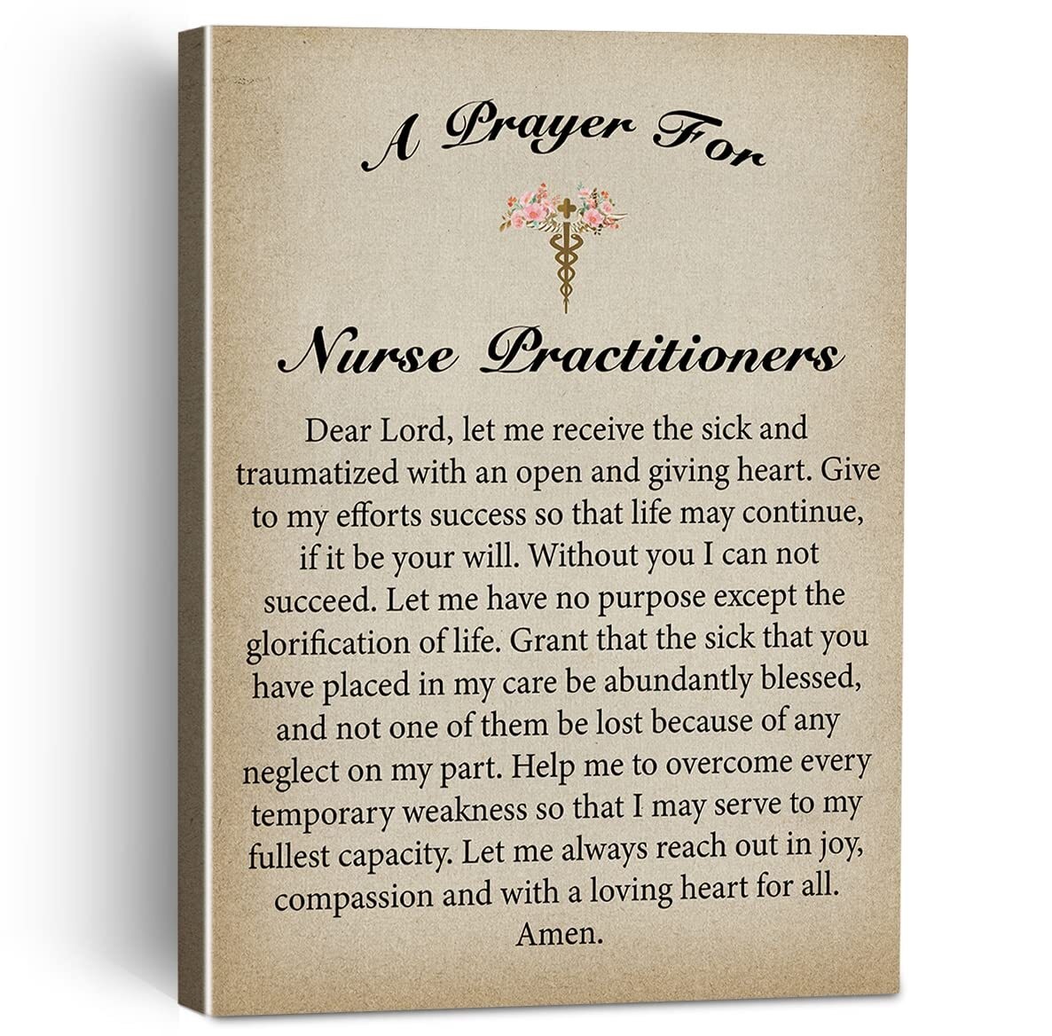 Motivational a Prayer for Nurse Practitioners Quote Canvas Painting ...