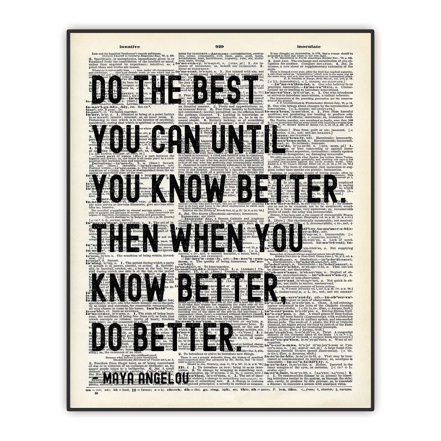 Motivational Print, Do The Best You Can, Maya Angelou Quote, Dictionary ...