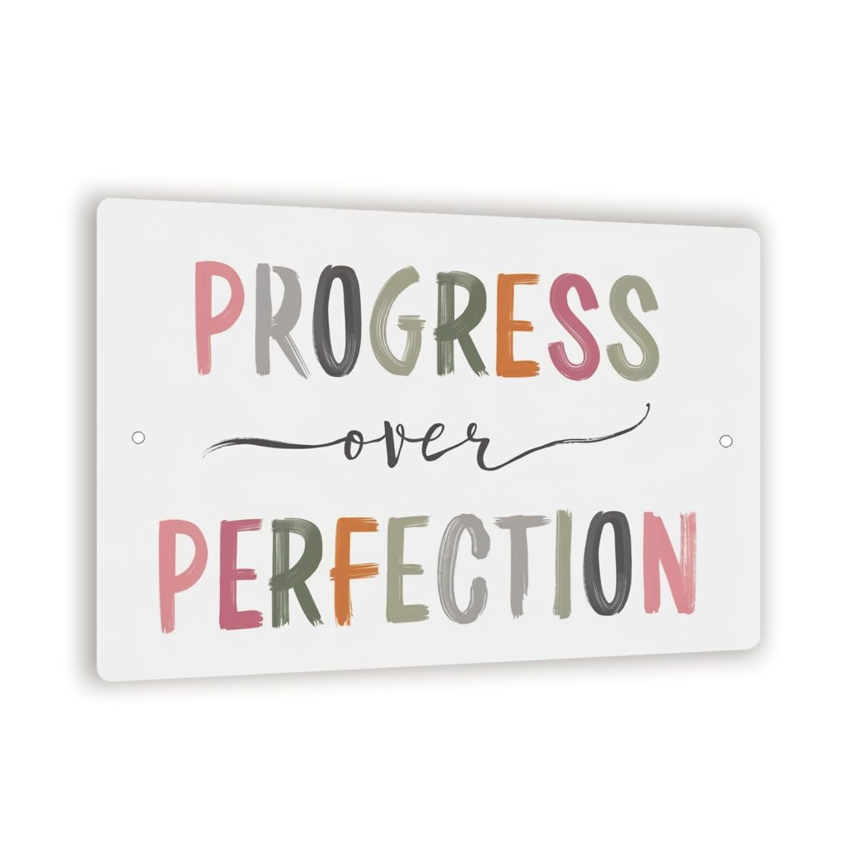Motivational "Progress Over Perfection" Sign - Vibrant Colors on White ...