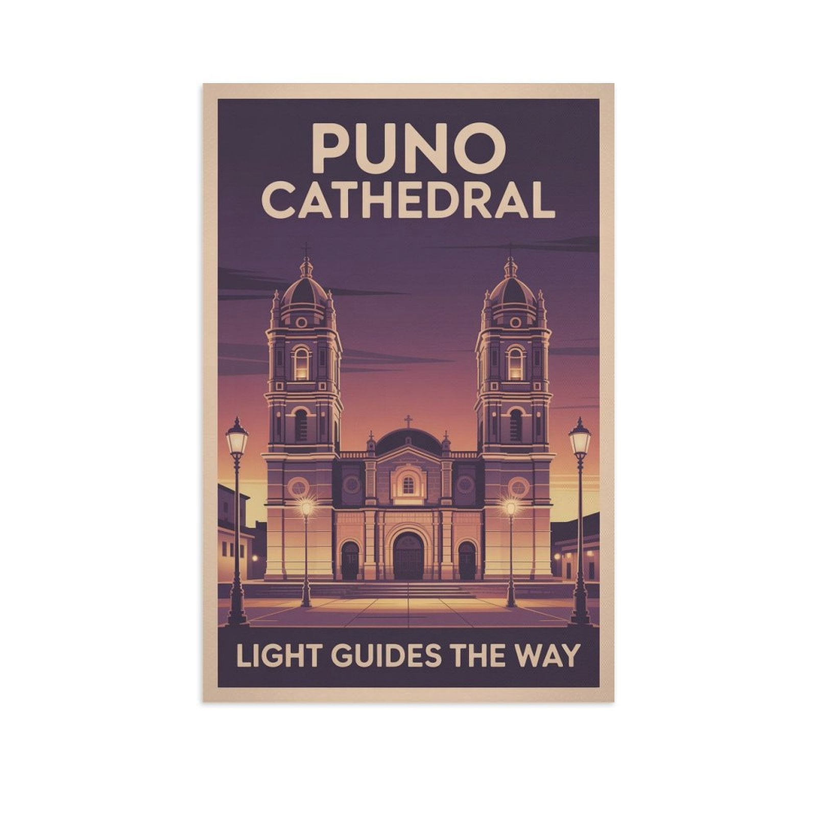 Motivational Puno Cathedral Inspirational Retro Travel Wall Poster ...