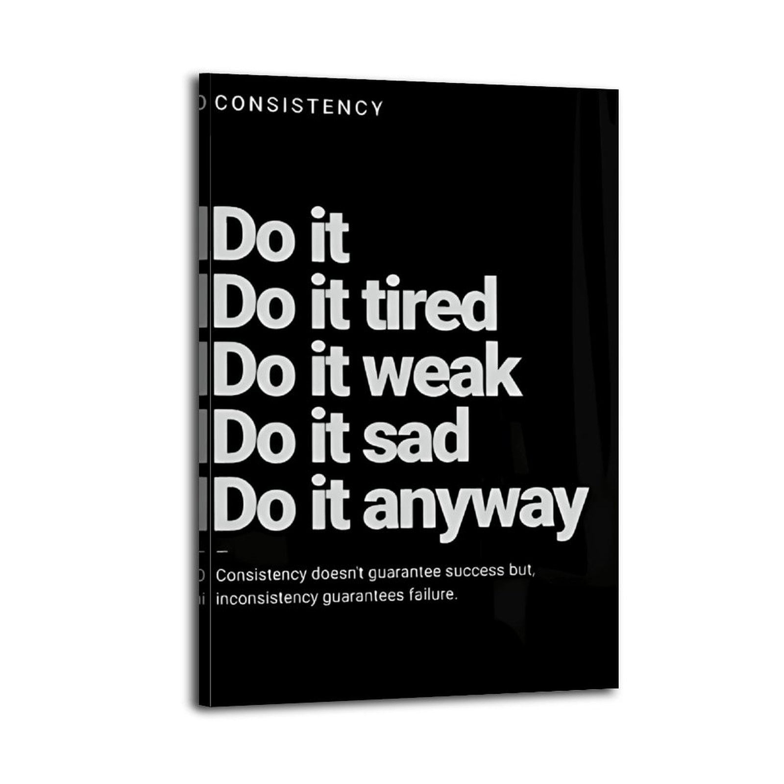 Motivational Quote Consistency Over Perfection Poster Wrapped Wooden ...