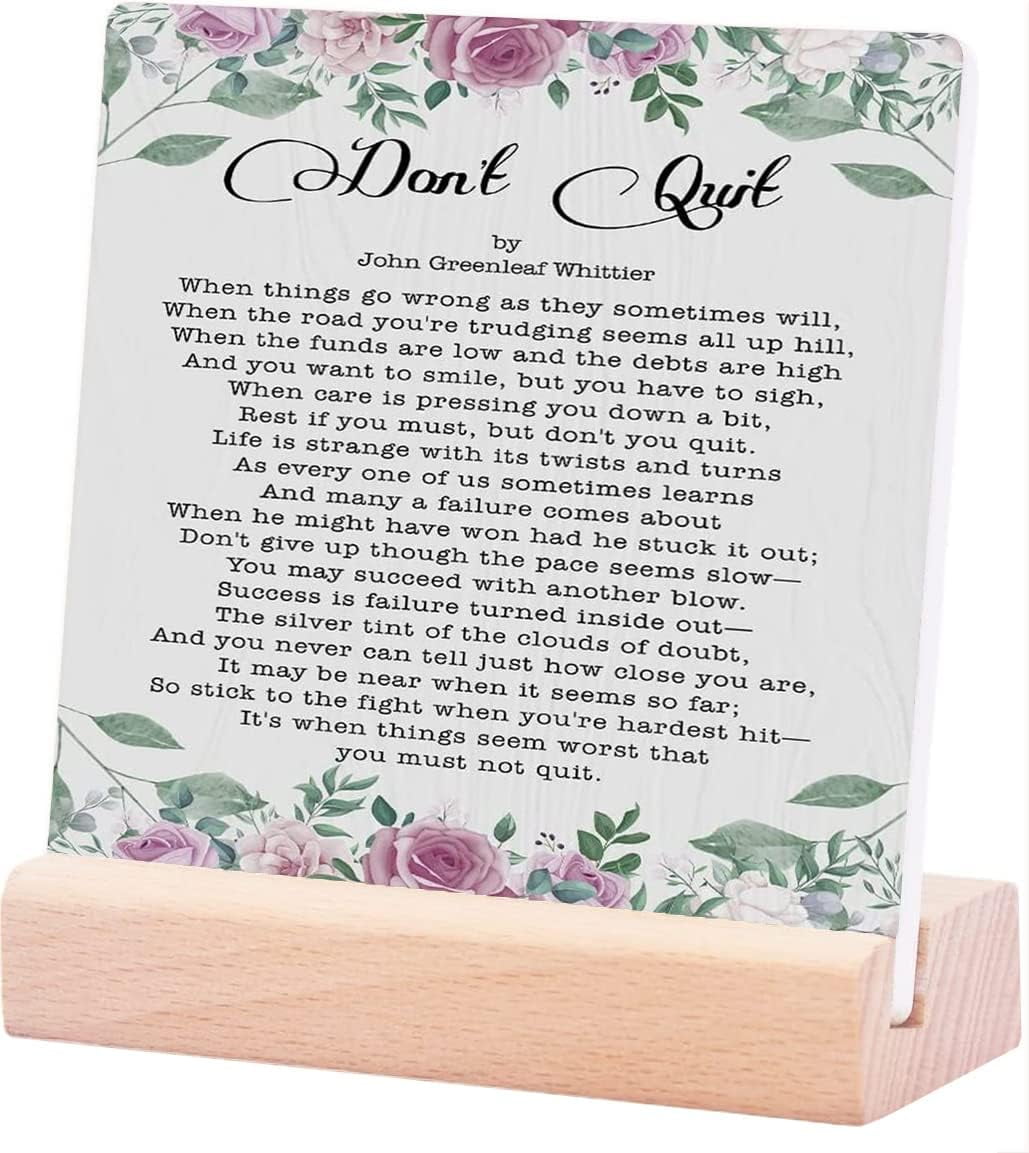 Motivational Quote Desk Plaque Sign, Don't Quit Poem Ceramic Table ...