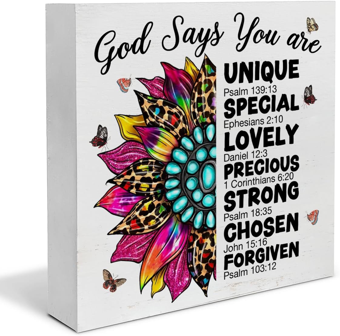 Motivational Quote God Says You are Unique Bible Verses Wood Box Sign ...