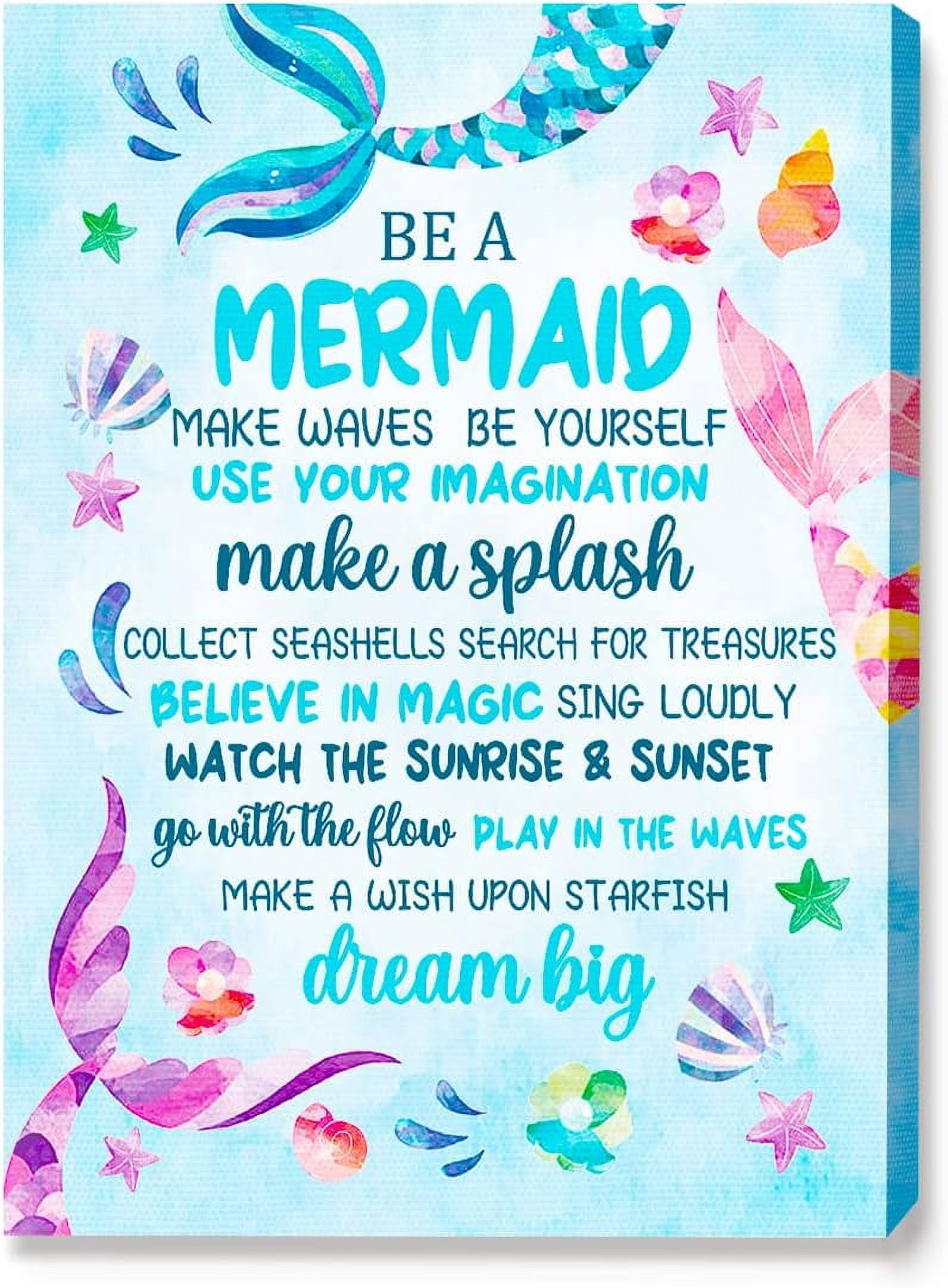 Motivational Quote Be A Mermaid Canvas Wall Art Prints 11 x 14 Inch ...