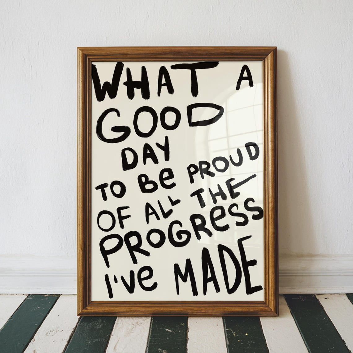 Motivational Quote Poster: Proud Of Progress, Trendy Blue Wall Art ...