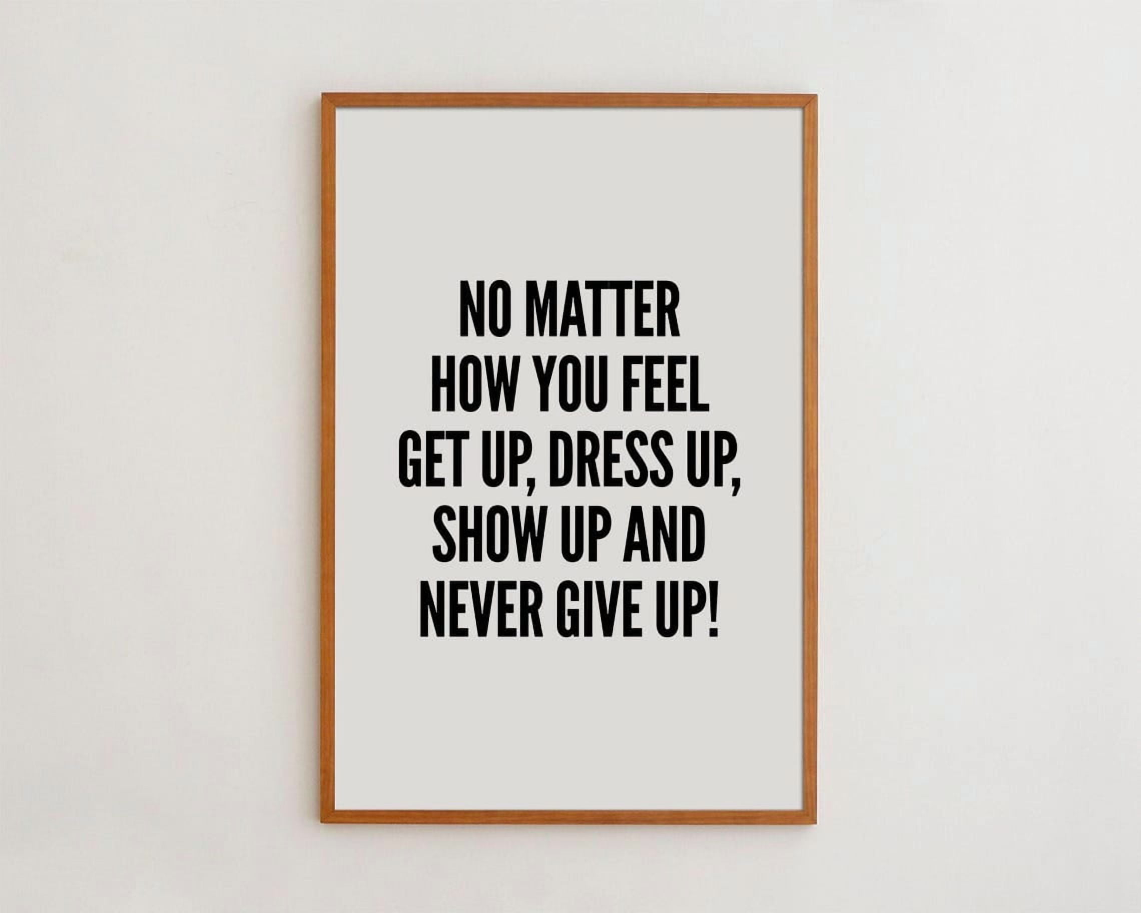 Motivational Quote Print Poster Never Give Up Typography - Minimalist ...