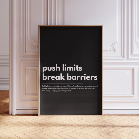 Motivational Quote Push Limits Break Barriers Wall Art, Unframed Canvas ...