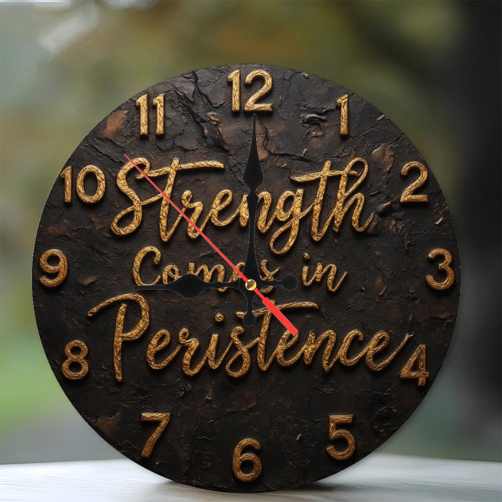 Motivational Quote Wall Clock Strength Comes in Persistence Home Decor ...