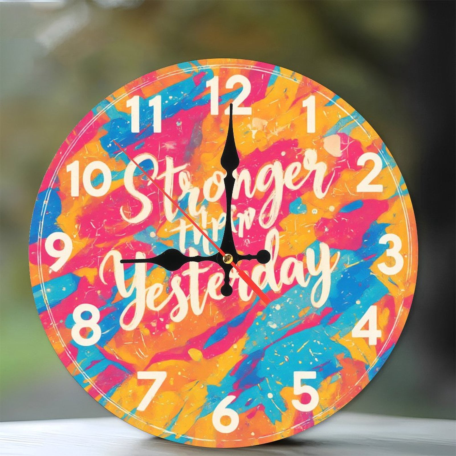 Motivational Quote Wall Clock Stronger Than Yesterday Home Decor 10 ...