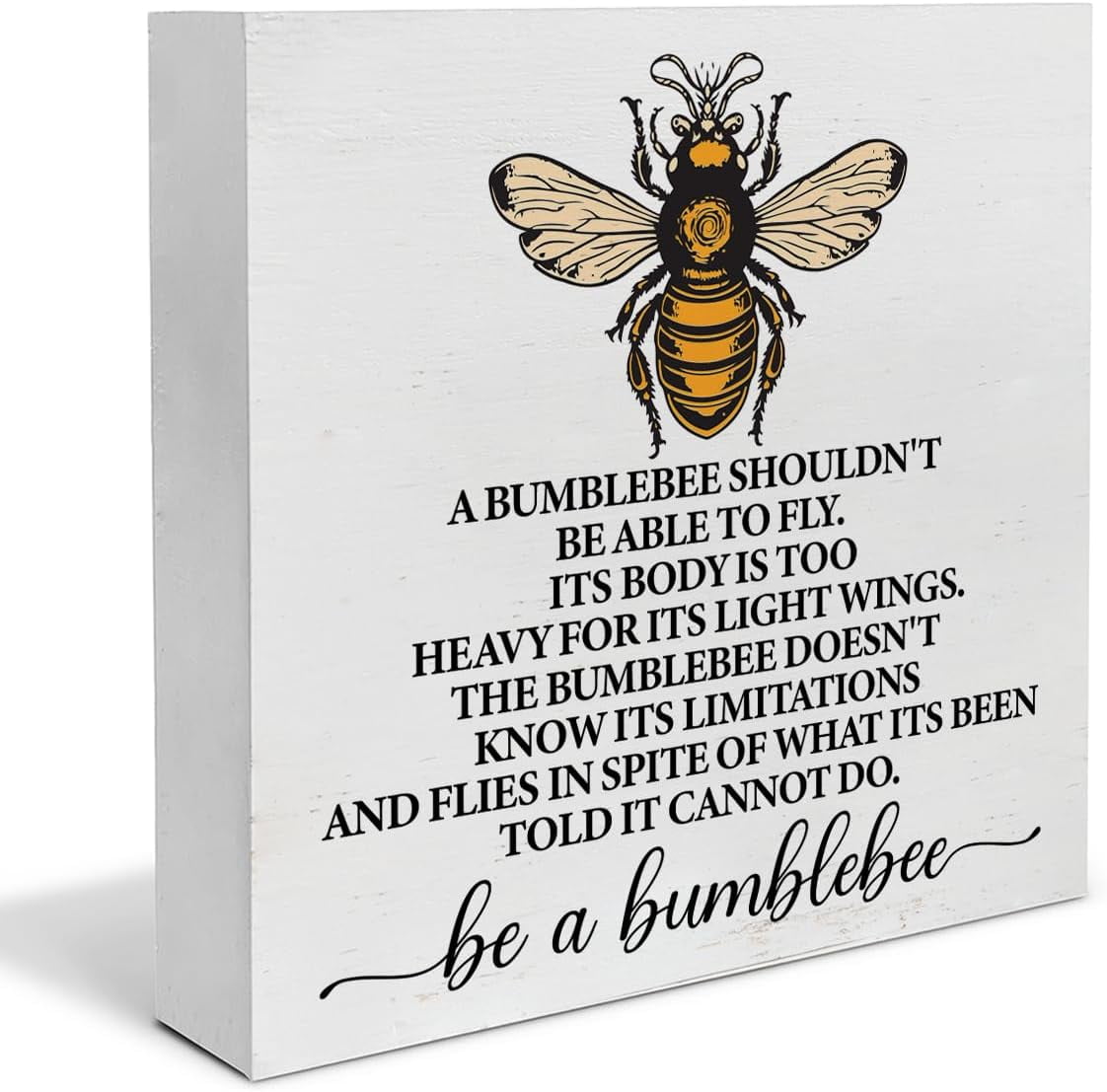 Motivational Quote Wood Box Sign Art Desk Decor es Positive Wood Block ...