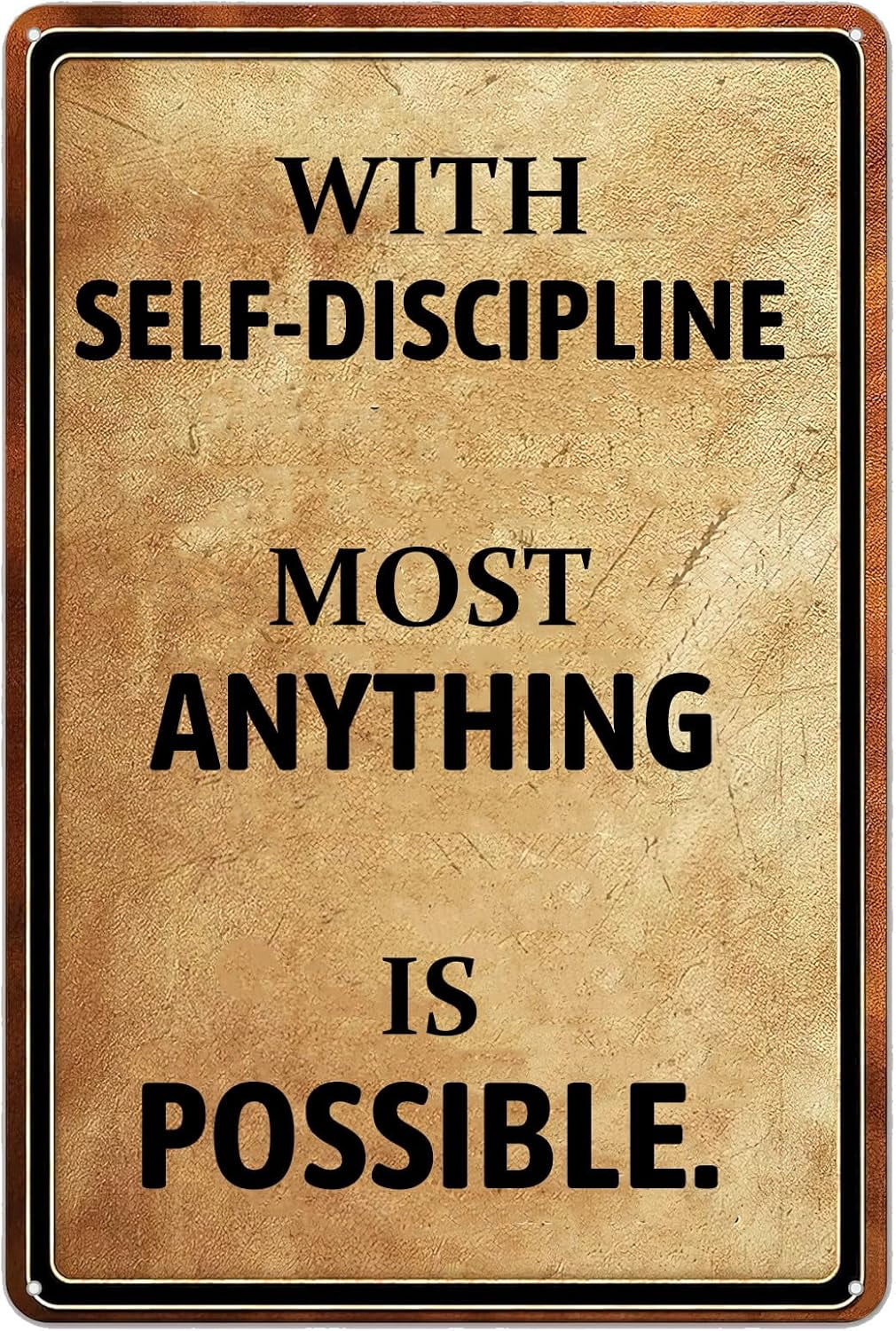 Motivational Quotes Wall Art Vintage Metal Sign,With Self-Discipline ...