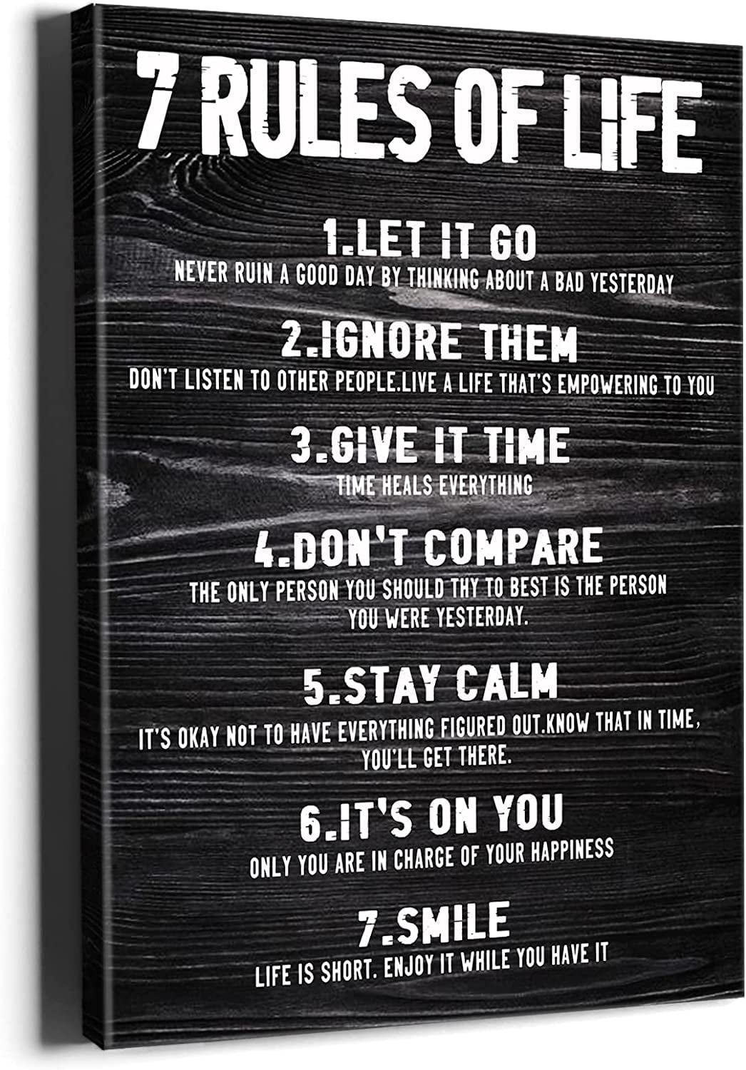 Motivational Quotes Wall Decor 7 Rules of Life Inspirational Great ...