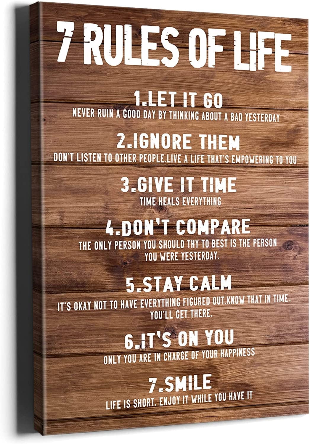 Motivational Quotes Wall Decor 7 Rules of Life Inspirational Great ...