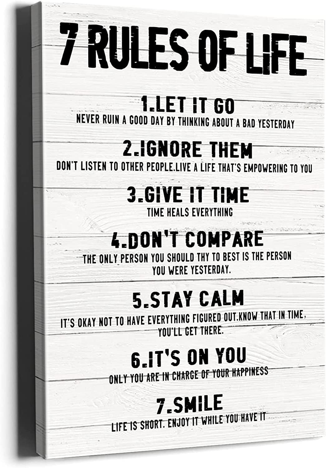 Motivational Quotes Wall Decor 7 Rules of Life Inspirational Great ...