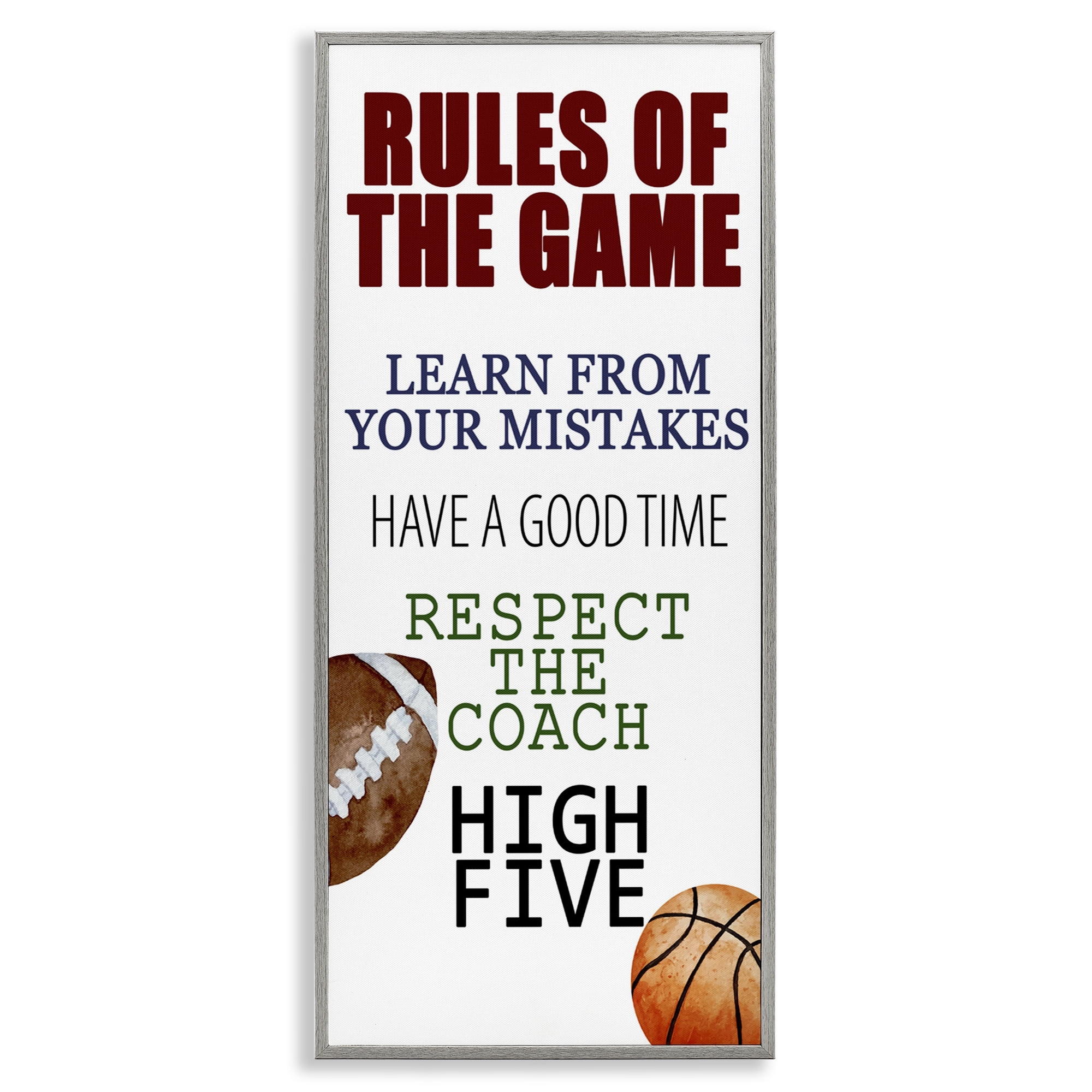 Motivational Rules Of The Game Gray Framed Giclee Art, design by Kim ...